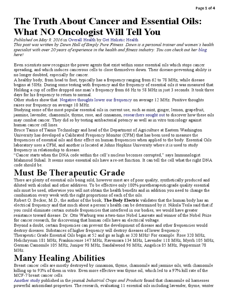 The Truth About Cancer and Essential Oils | Download Free PDF | Cancer ...