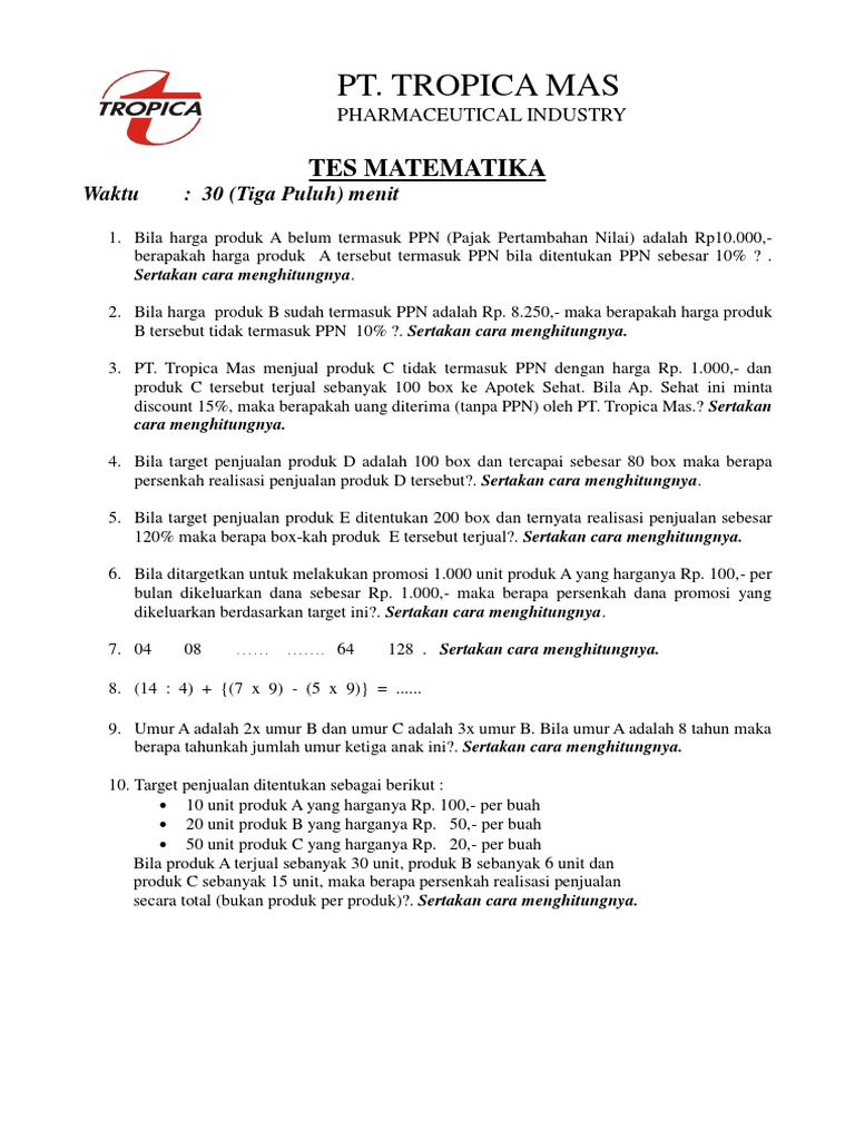 Tes Matematika (New) | PDF
