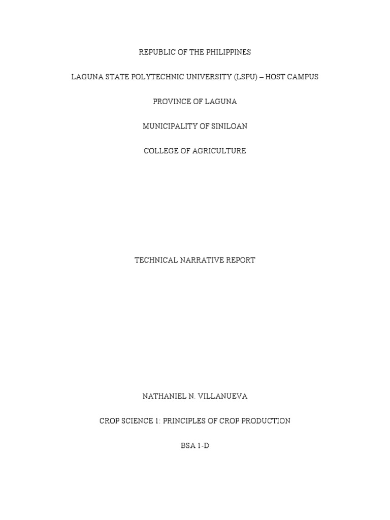 Technical Narrative | PDF | Seedling | Seed