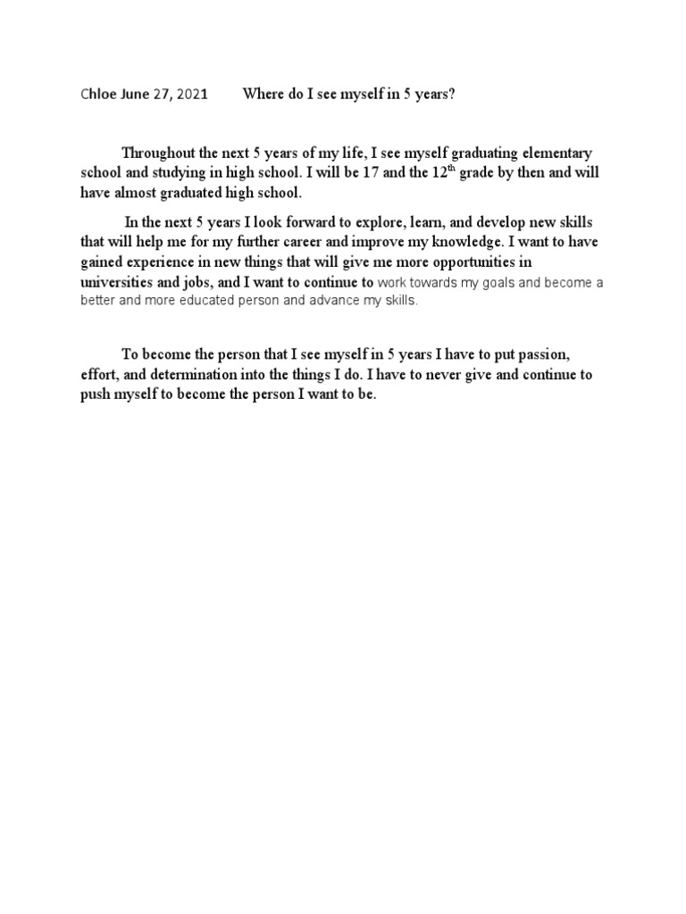 Where Do I See Myself in 5 Years | PDF