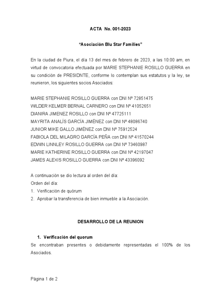 Acta 001-2023 | Descargar gratis PDF | Gobierno
