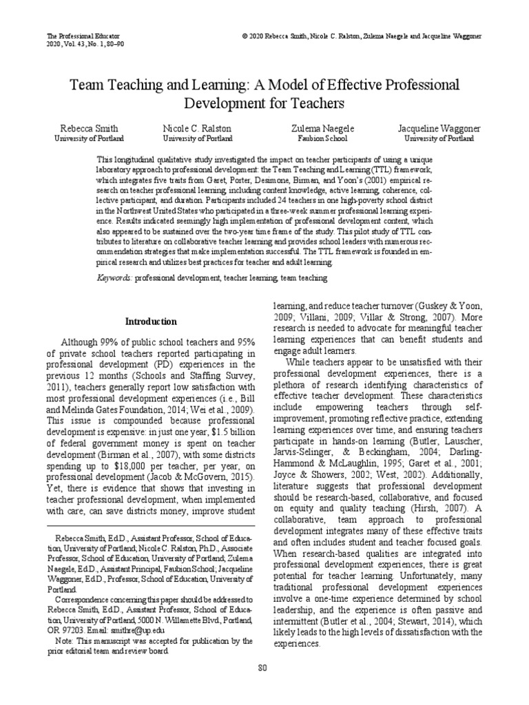 Team Teaching Model | PDF | Teachers | Mentorship