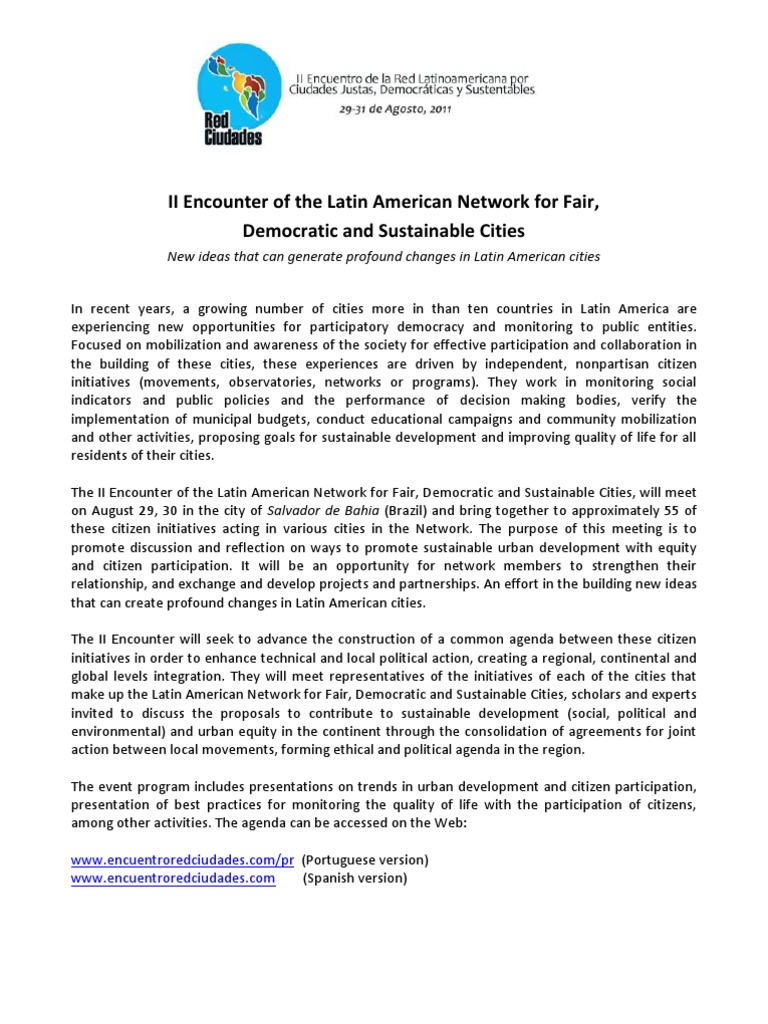 II Encounter of The Latin American Network For Fair Democratic and ...