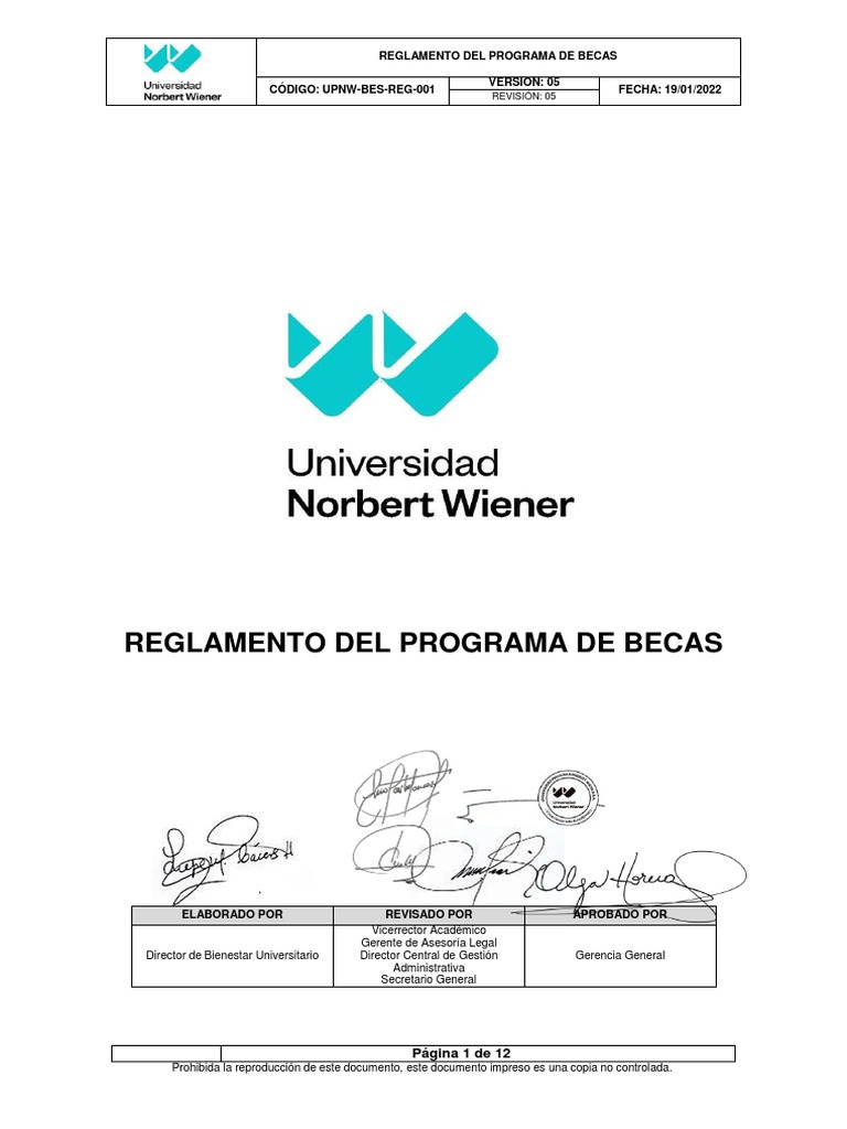 Reglamento Del Programa de Becas | PDF | Regulación