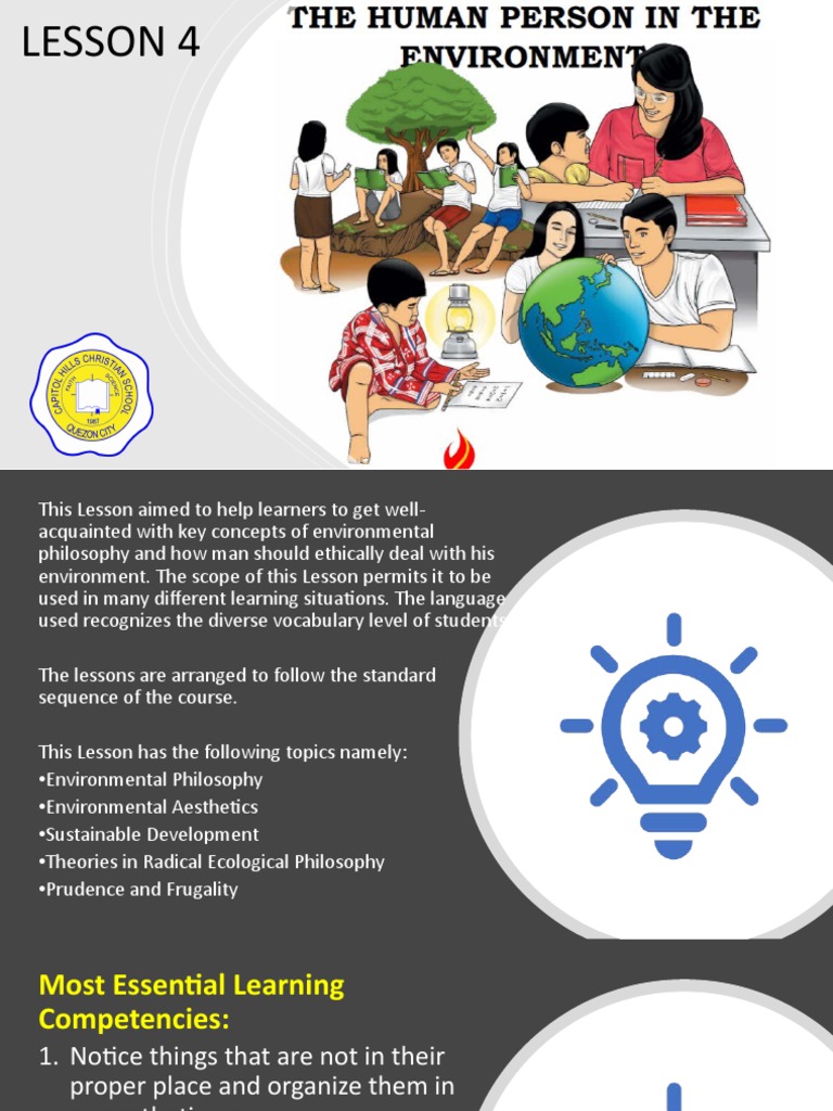 Lesson 4 Human Person In The Environment Pdf Sustainability