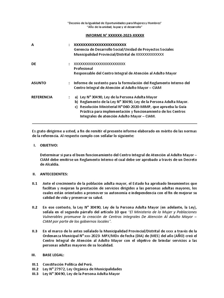 3.1 Informe Elaboraci N Reglamento Interno | PDF | Regulación | Gobierno local