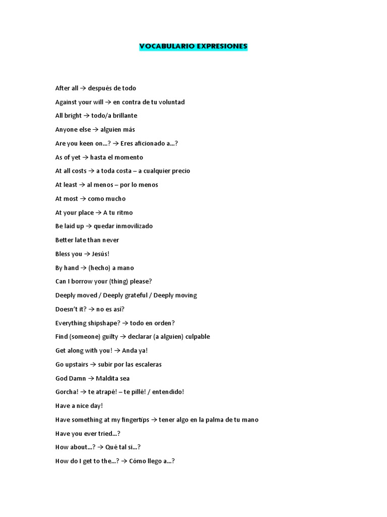 Expresiones en Inglés | PDF