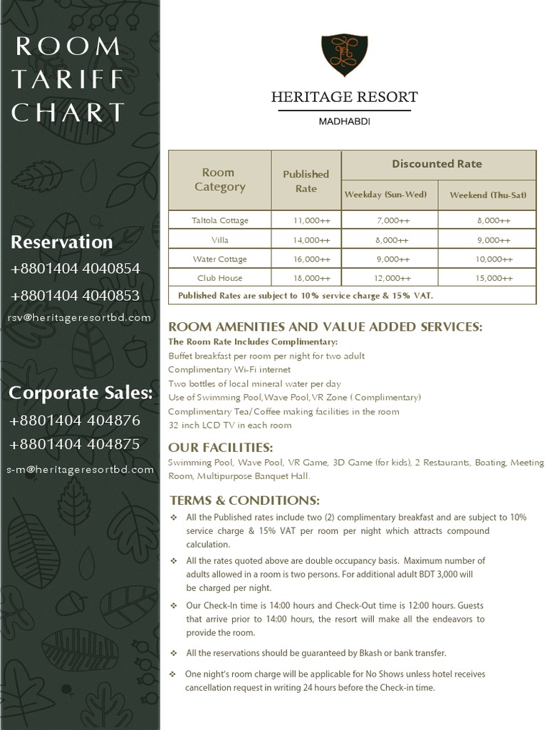 Resort Room Rates & Amenities | PDF