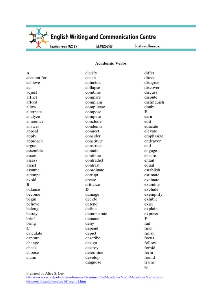 Academic Verbs | PDF | Cognition