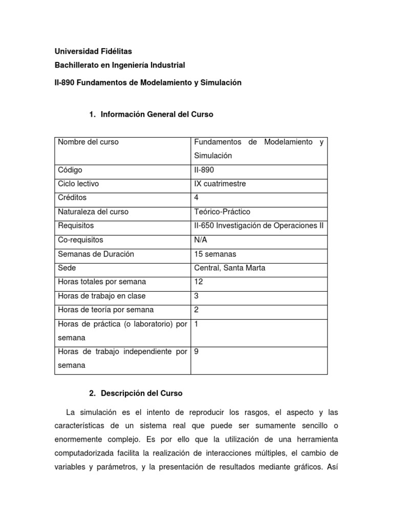 Programa Del Curso | PDF | Simulación | Moodle