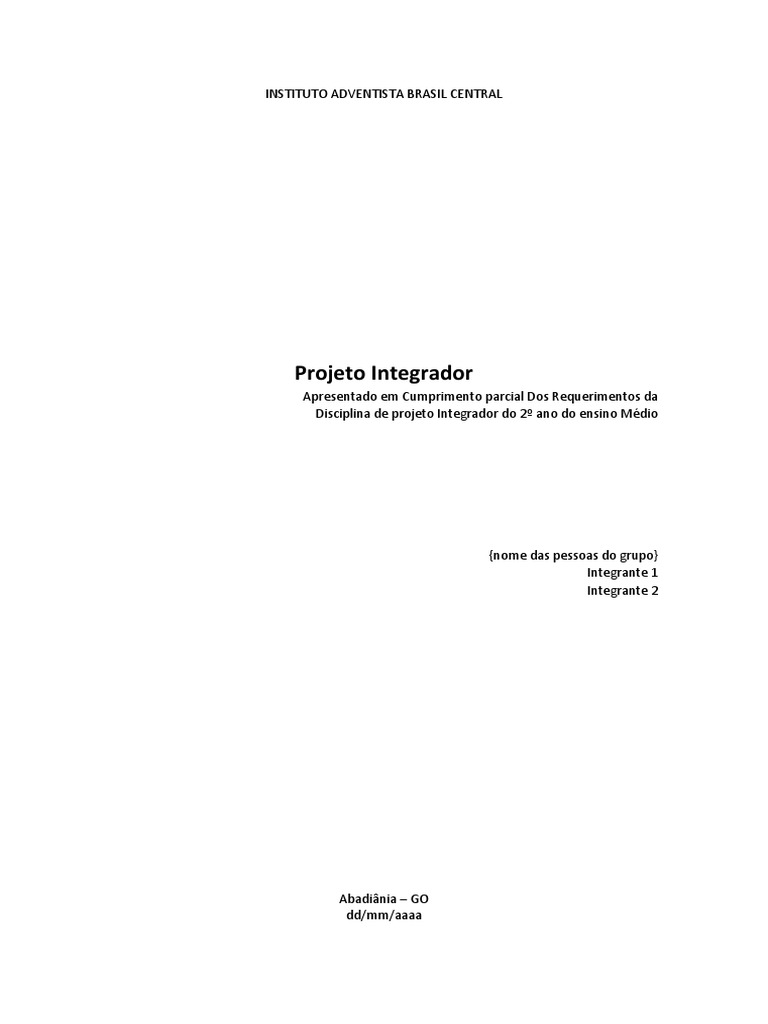 Projeto Integrador Modelo PDF | PDF