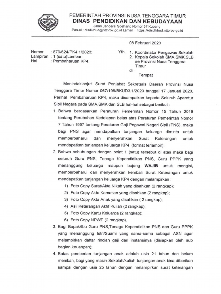 Surat KP4 Asn Guru Dan Tendik | PDF