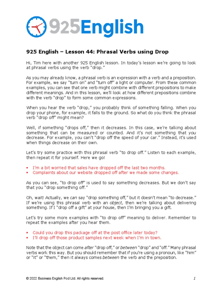 Aprende A Usar Phrasal Verbs Con Drop – AVKIU