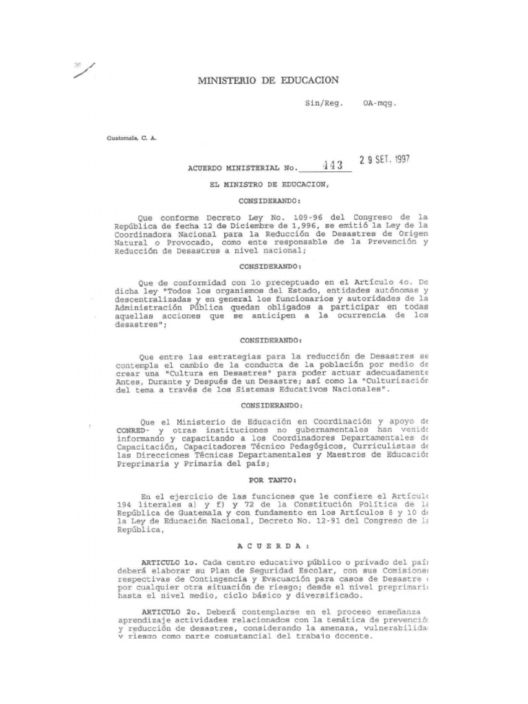 Acuerdo Ministerial 443-97 | PDF