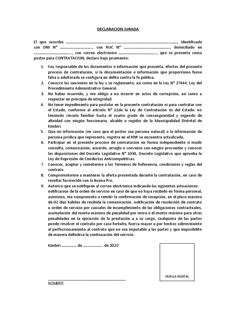 Declaracion Jurada | PDF | Gobierno | Justicia