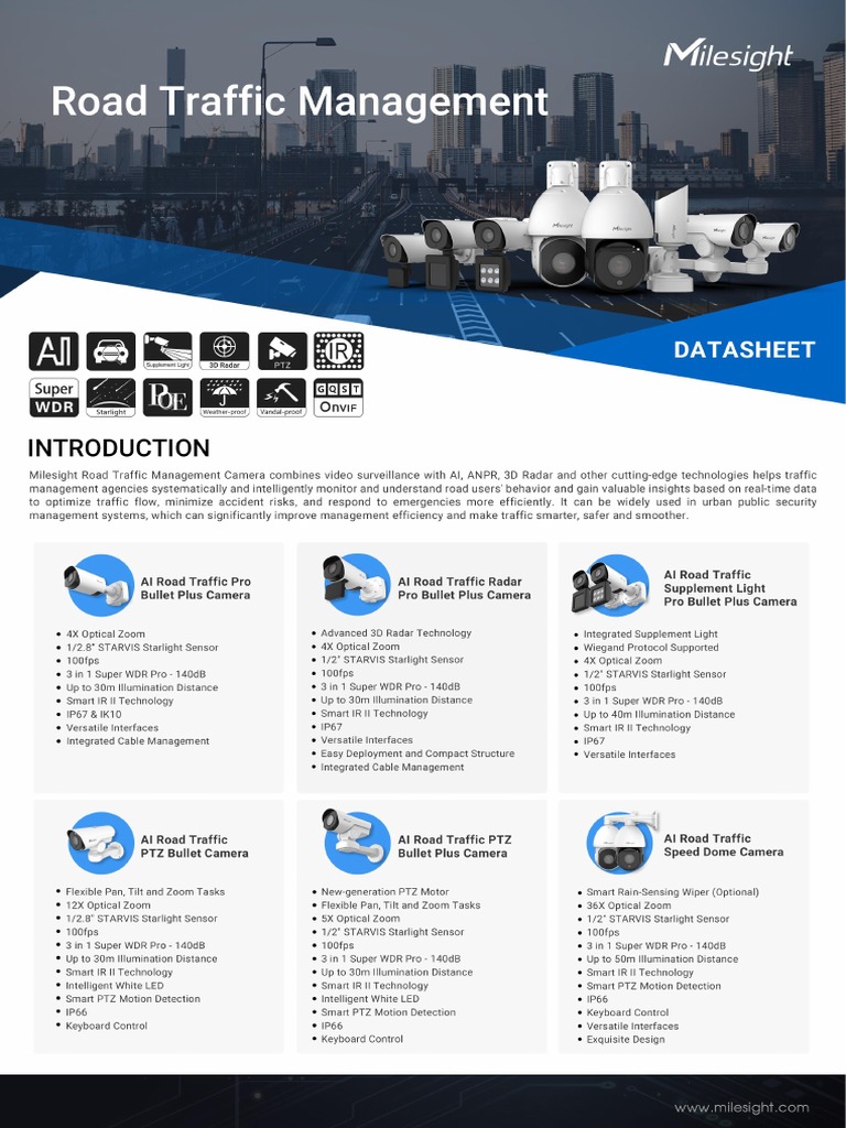 Milesight Road Traffic Management Datasheet en | Download Free PDF | Camera | Camera Lens
