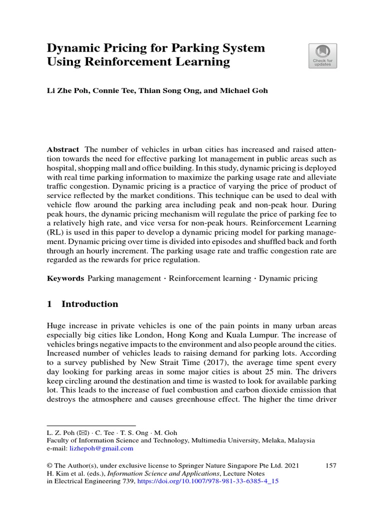 Dynamic Pricing For Parking System Using Pdf Parking Pricing