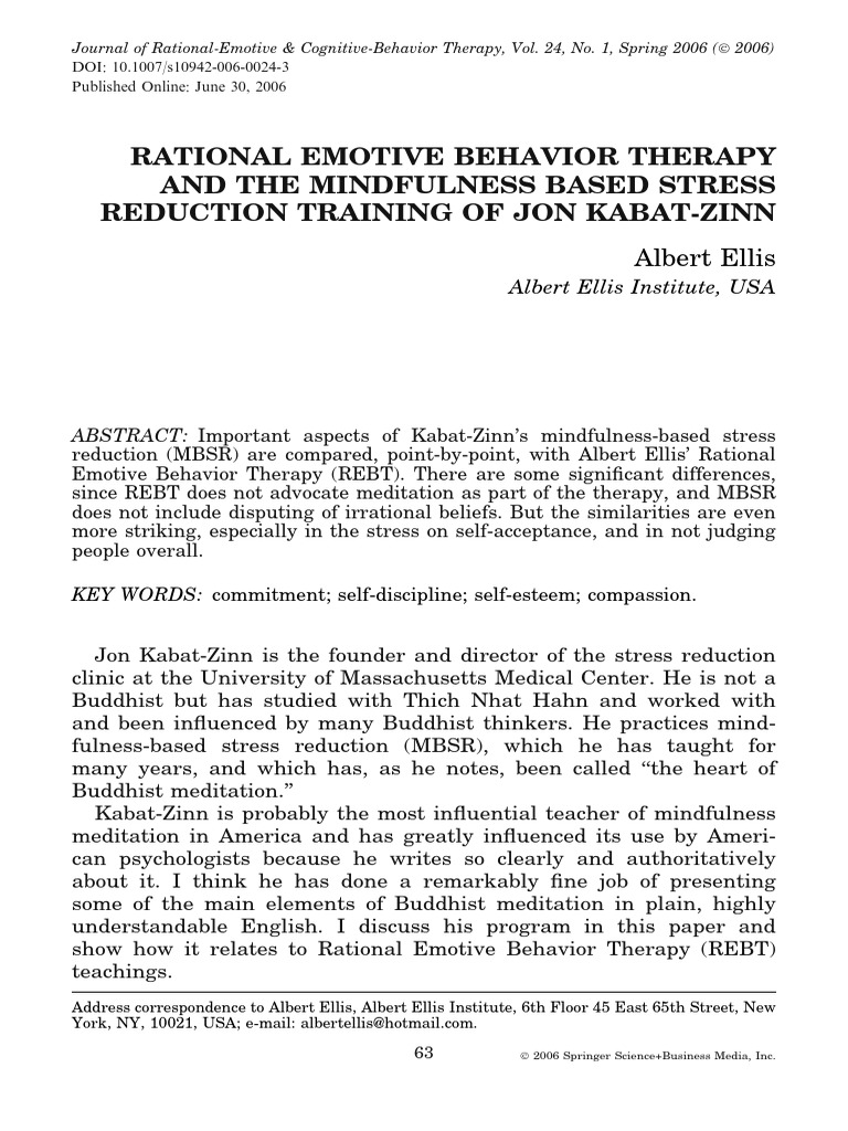 Ellis 2006 | PDF | Rational Emotive Behavior Therapy | Mindfulness