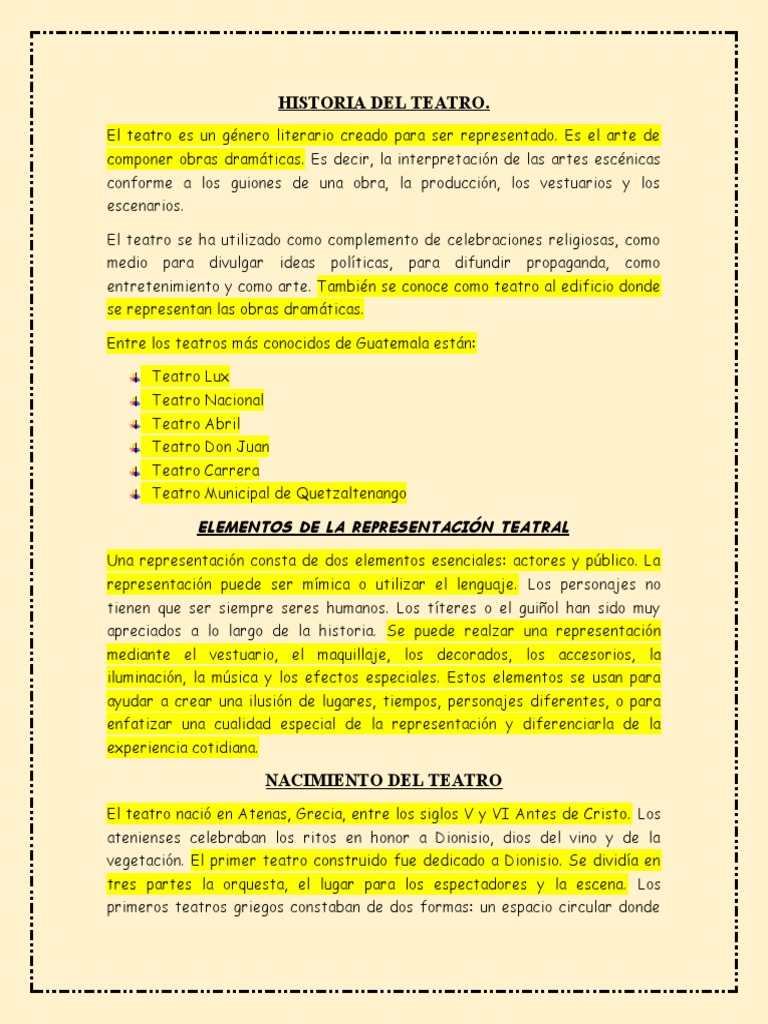Historia Del Teatro y Épocas Del Teatro | PDF | Teatro | Comedia