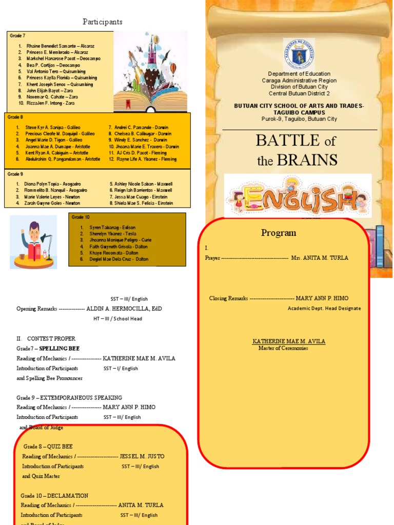 Battle of The Brains Program in English | PDF