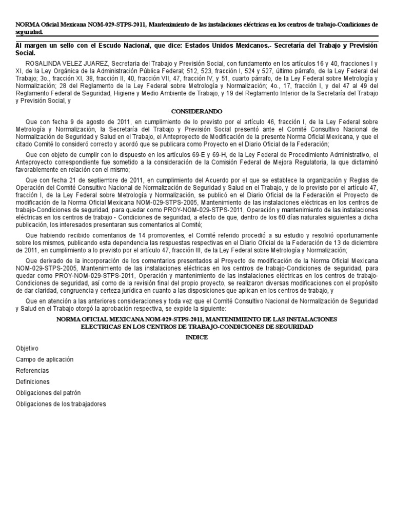 Nom 029 Stps | PDF | Ingenieria Eléctrica | Cableado eléctrico