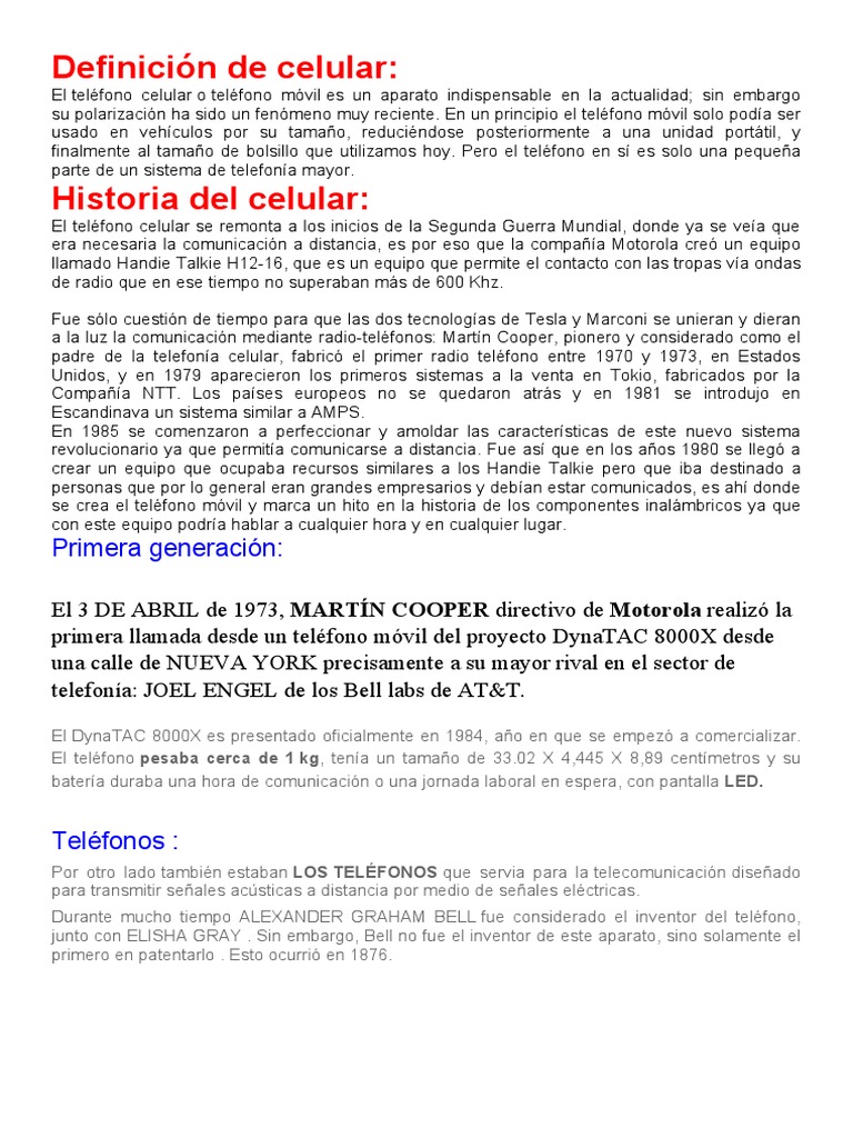 Definición El Teléfono de Ayer y Hoy | PDF | Telefonía móvil ...