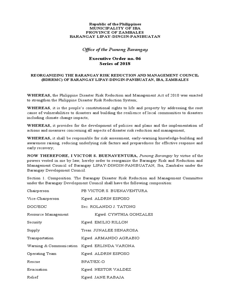 Eo BDDRRM | PDF | Disaster Risk Reduction | Emergency Management