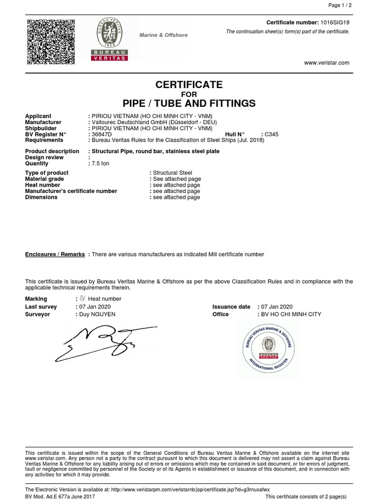BV Cert 1016SIG19 | PDF | Building Materials | Building Engineering