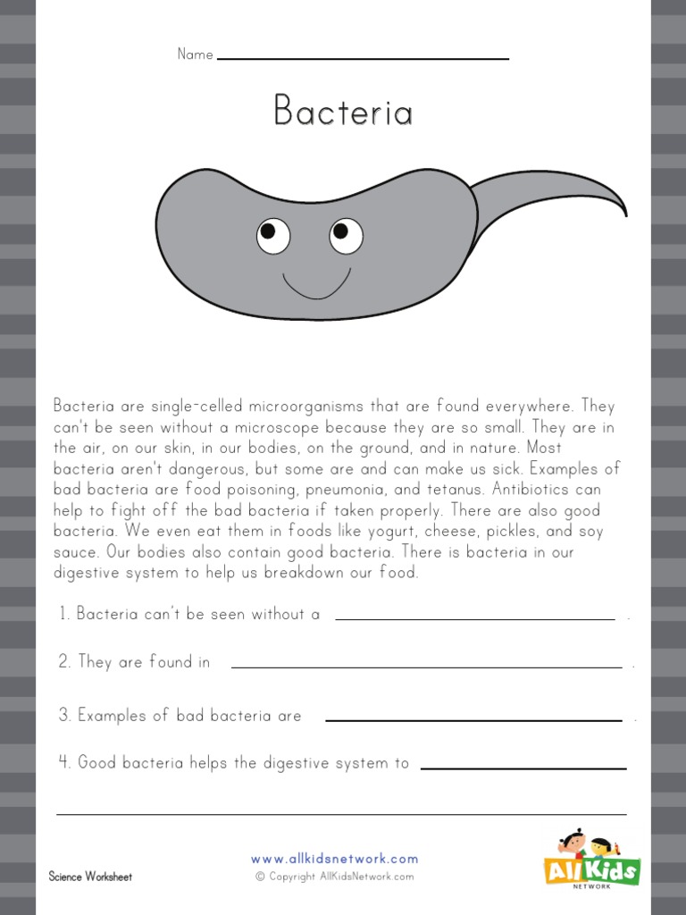 Bacteria Reading Worksheet | PDF | Wellness