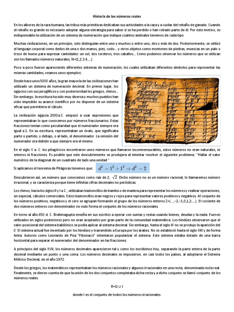Historia de Los Números Reales | PDF | Números | Número racional