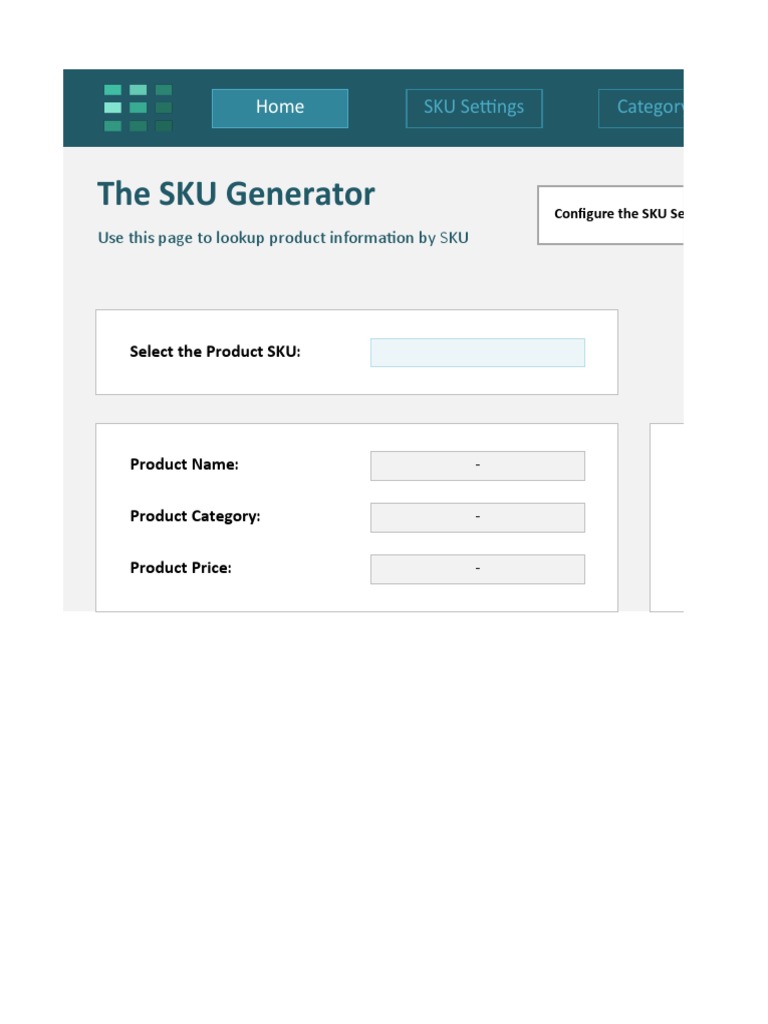 SKU Generator Template | PDF | Microsoft Excel | Software Development