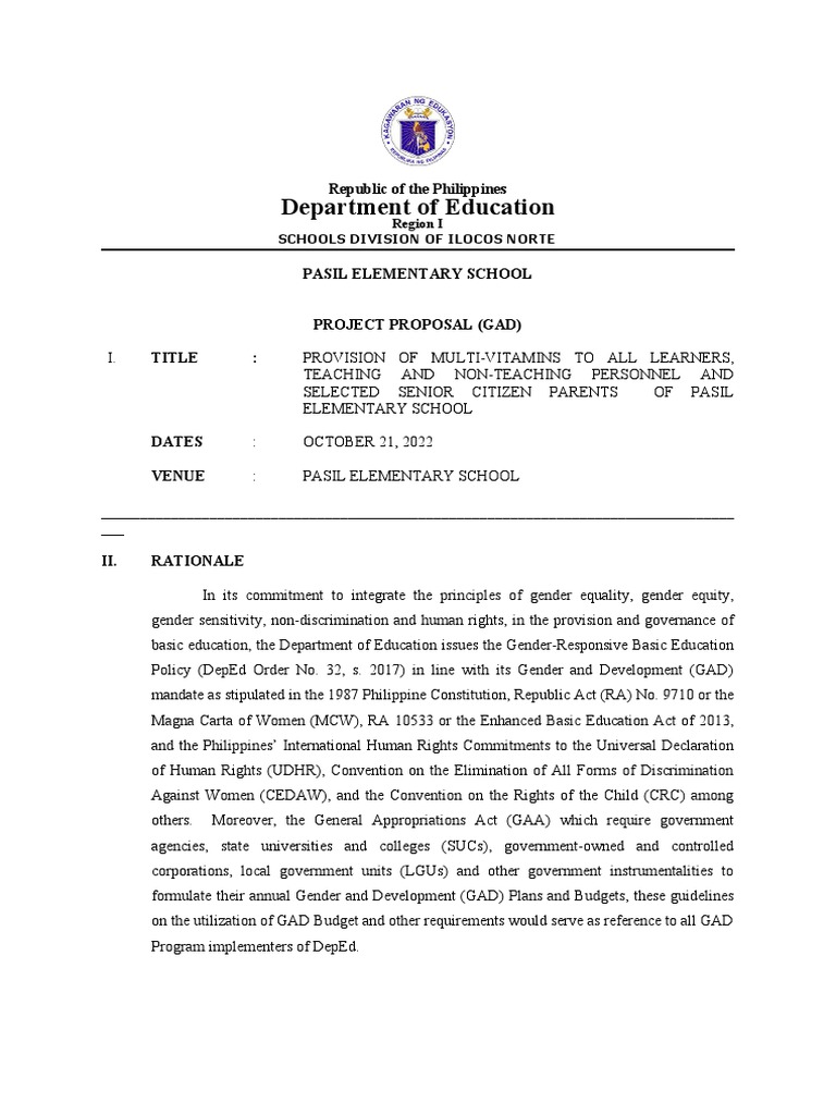 Pes Gad Proposal 2022 | PDF | Human Rights | Vitamin