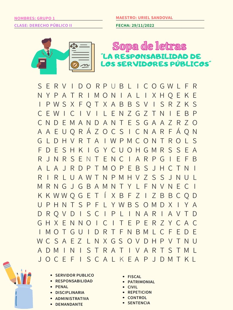 Sopa de Letras Responsabilidad de Los Servidores Publicos. - Grupo 1 | PDF