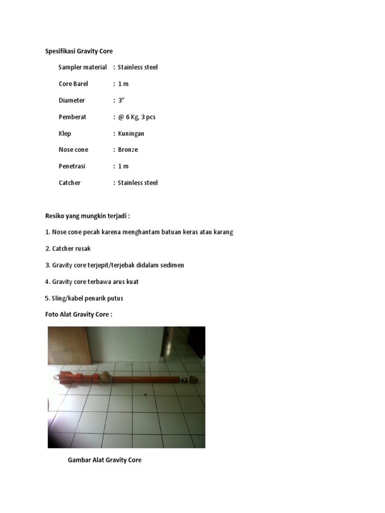 Spesifikasi Gravity Core & Resiko Yang Mungkin Terjadi | PDF