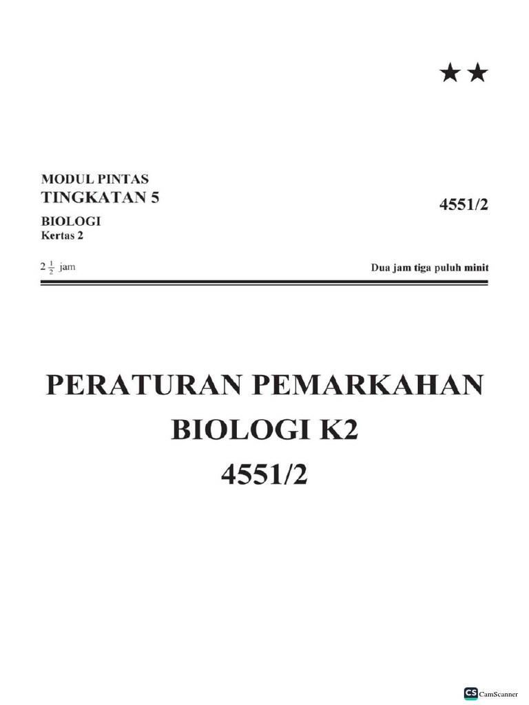 Skema Biologi K2 Modul Pintas Set 2 2022 | PDF