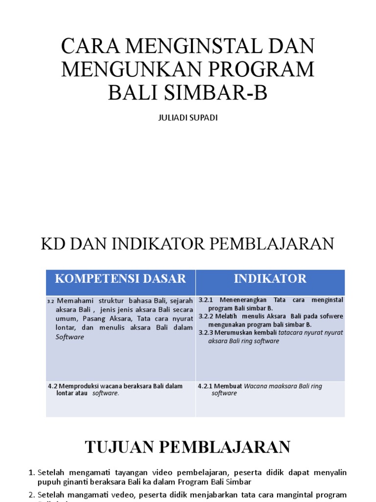 Cara Menginstal Dan Mengunkan Program Bali Simbar-B | PDF