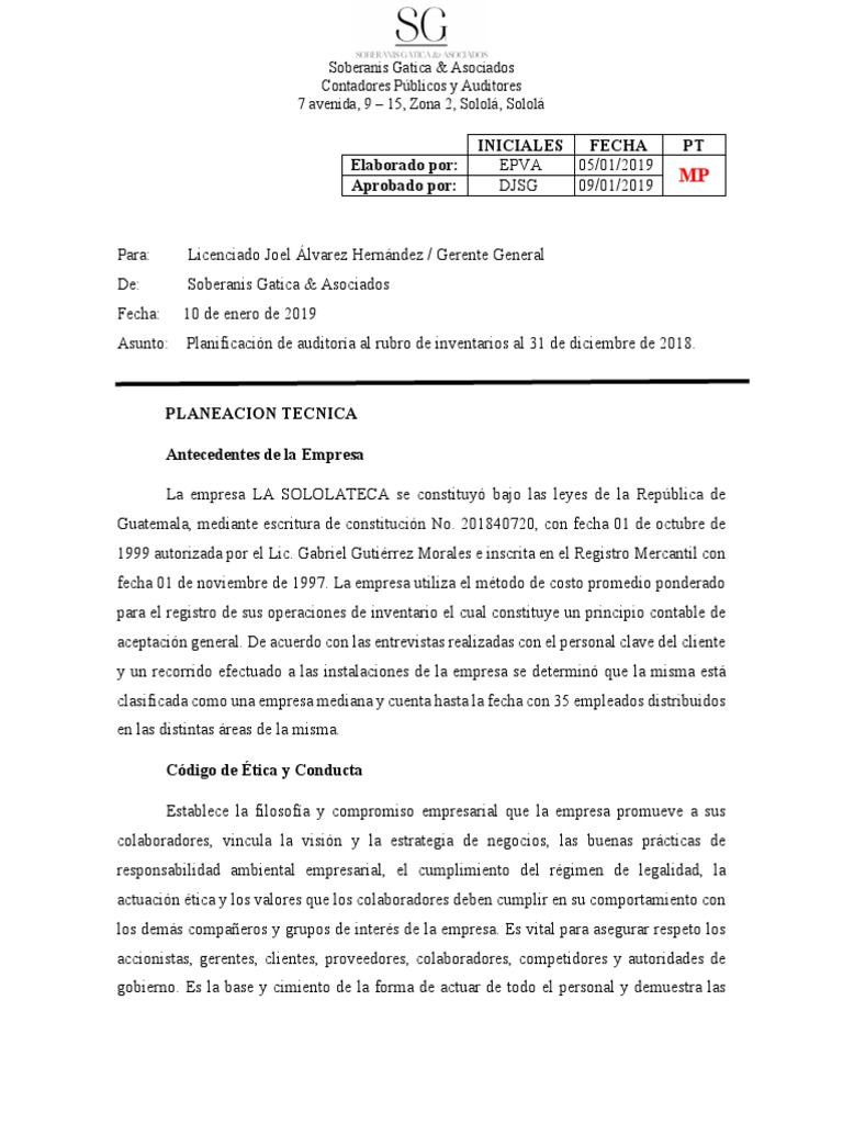 Memorandum de Planificacion | PDF | Auditoría | Contador Memorandum de Planificacion | PDF | Auditoría | Contador