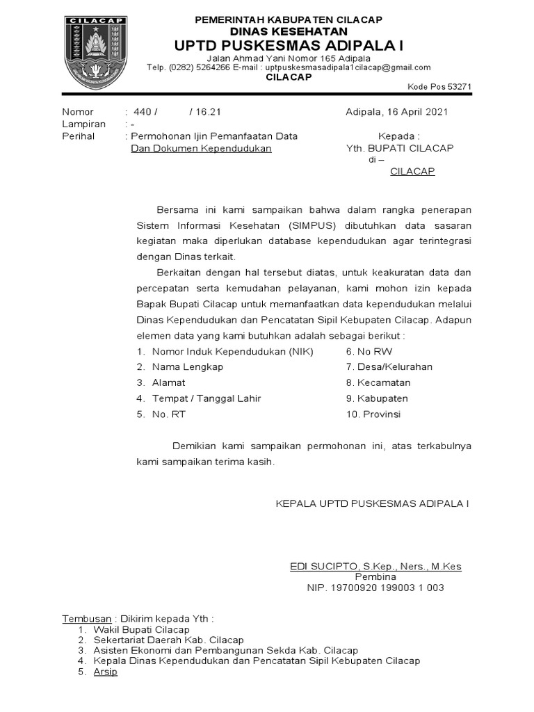 Permohonan Data Disdukcapil | PDF