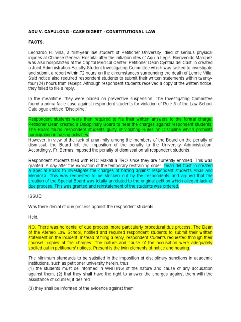 ADU vs. Capulong | PDF | Common Law | Public Law