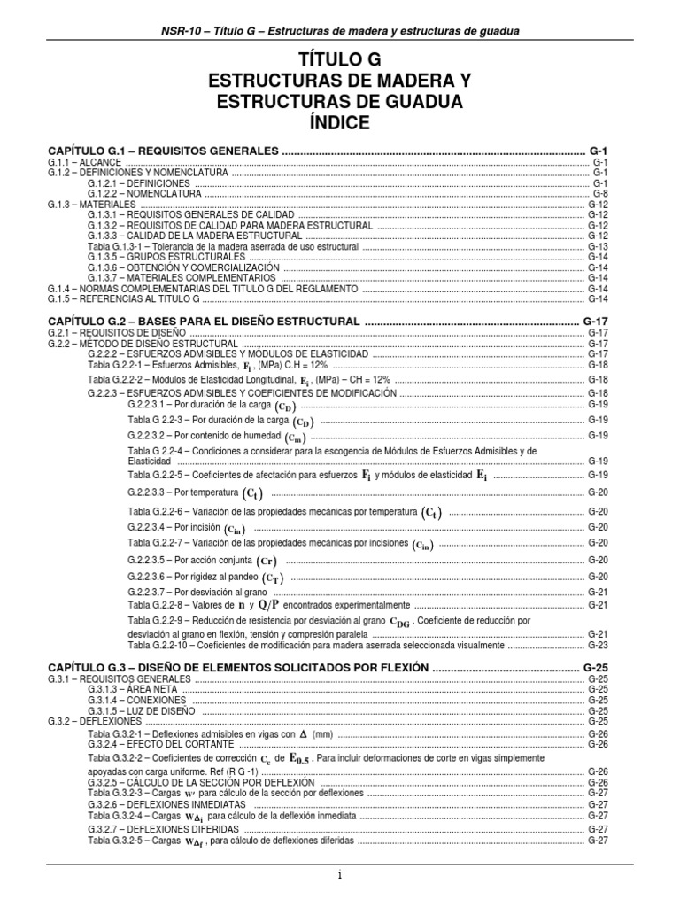 NSR-10 - Titulo - G - Estructuras de Madera y Guadua | PDF | Viga ...