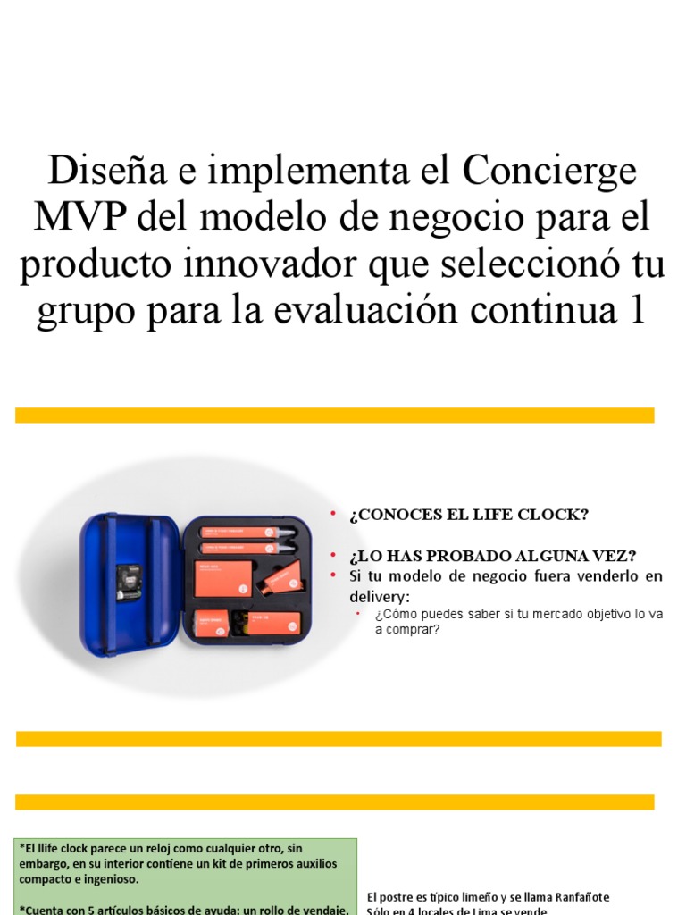 Diseña e Implementa El Concierge MVP Del Modelo de Negocio para El Producto Innovador Que ...