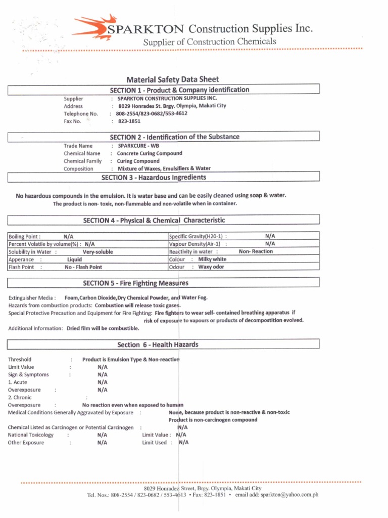 Sparkcure WB - Sparkton Const Supply Inc | PDF