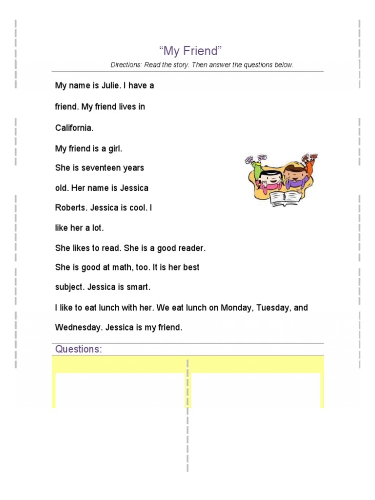Reading Comprehension - My - Friend | PDF