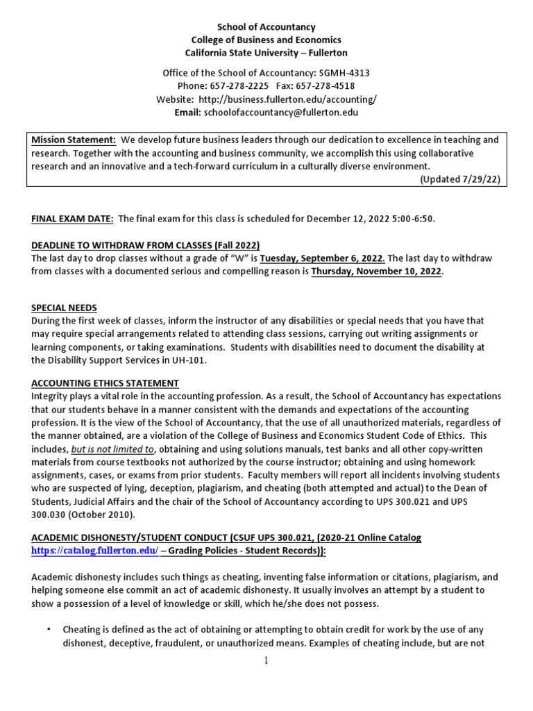 ACCT 573 Syllabus | PDF | Academic Dishonesty | Plagiarism