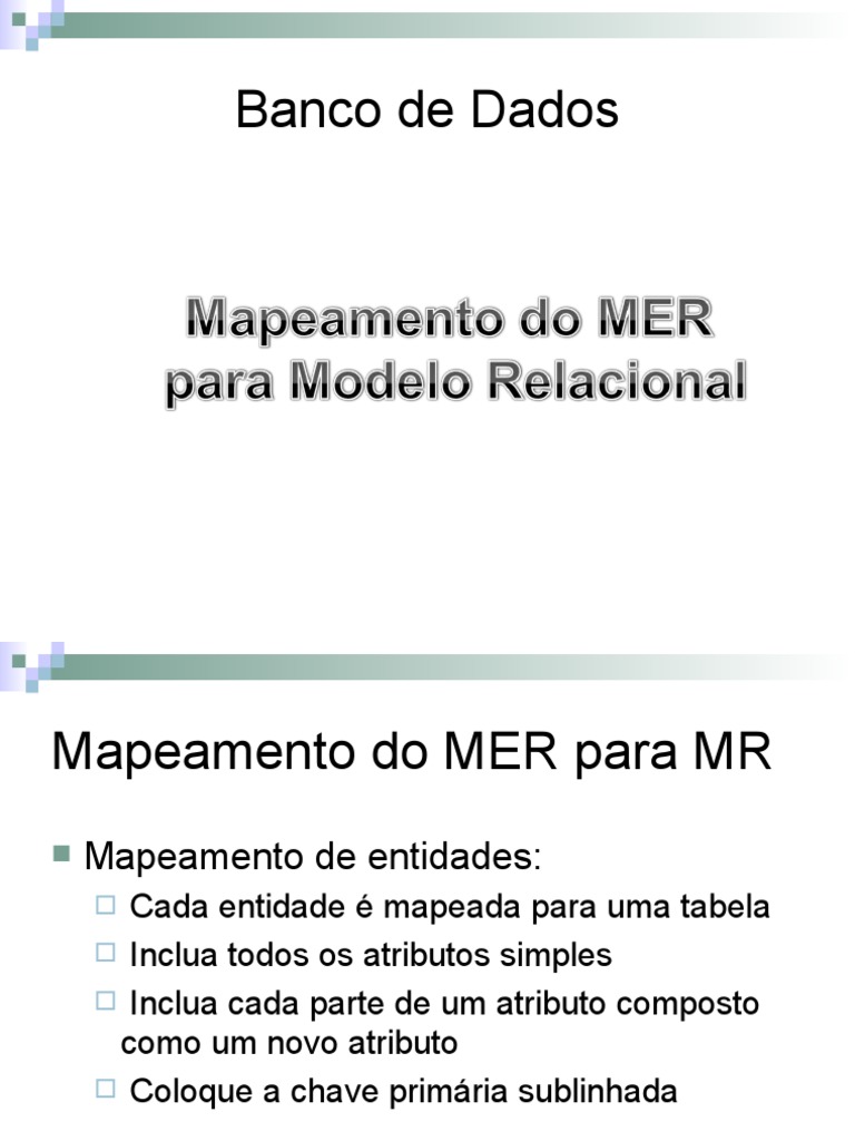 Mapeamento Do MER para MR | PDF | Tabela (banco de dados) | Informática