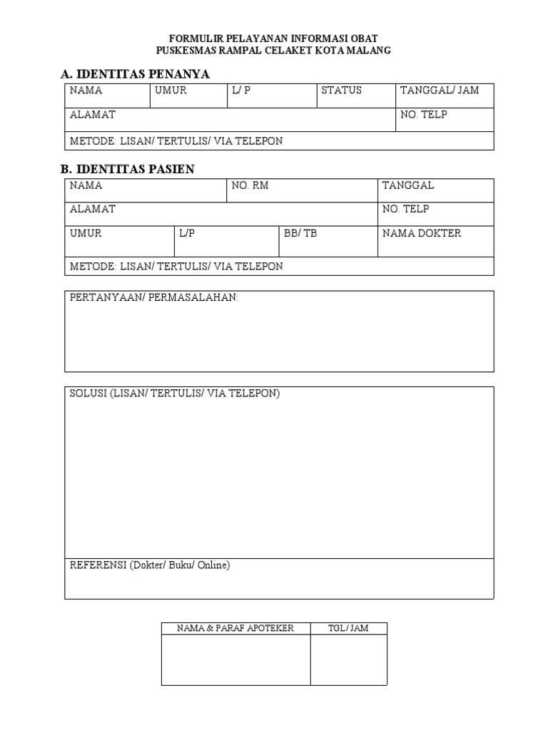 Contoh Formulir PIO | PDF