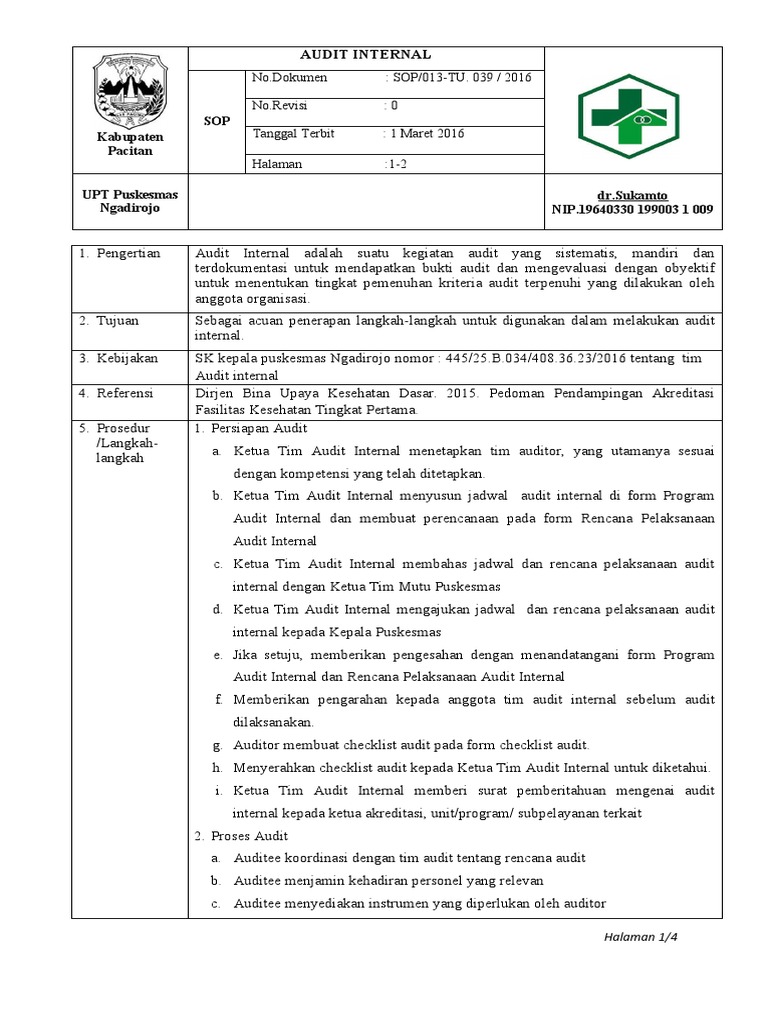 39 SOP Audit Internal | PDF