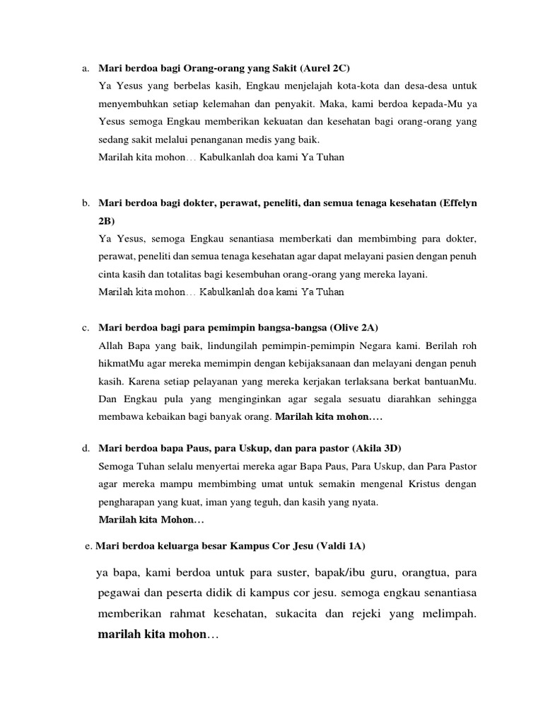 Doa Umat Katolik untuk Kesembuhan | PDF