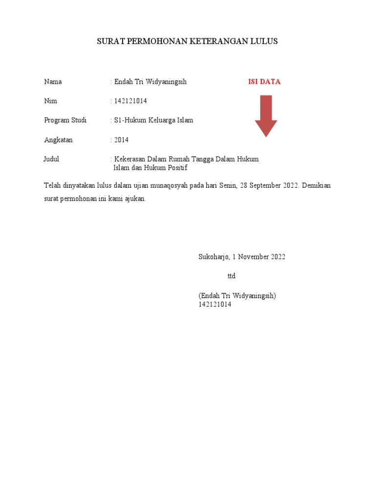 Surat Keterangan Lulus - Template | PDF