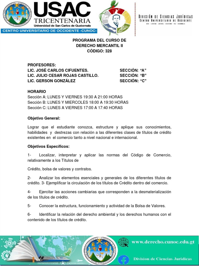 Programa, Derecho Mercantil II, 2023 | PDF | Instrumento negociable ...